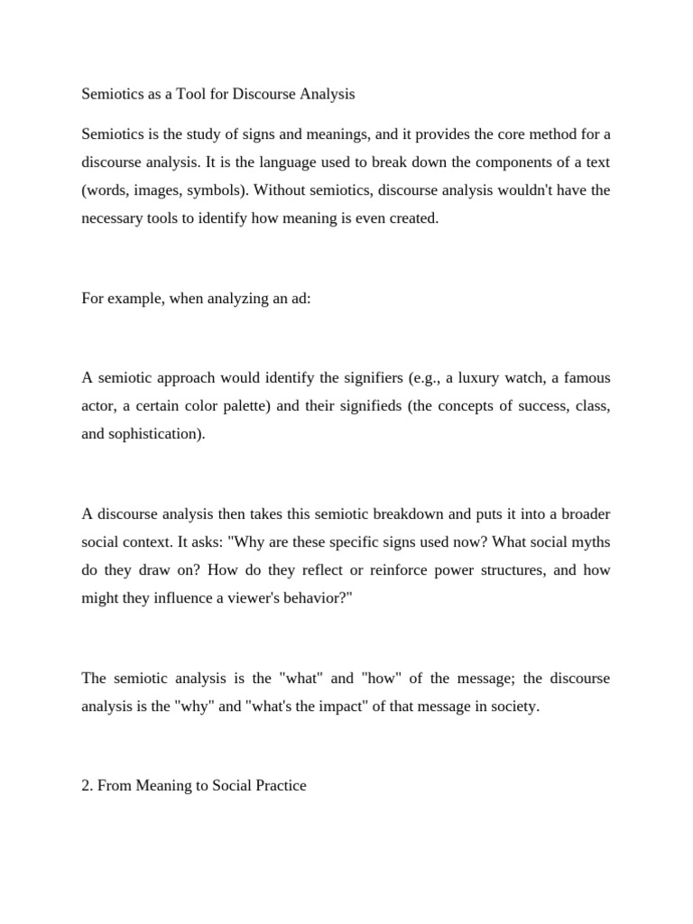Semiotics As A Tool For Discourse Analysis | PDF | Semiotics | Discourse