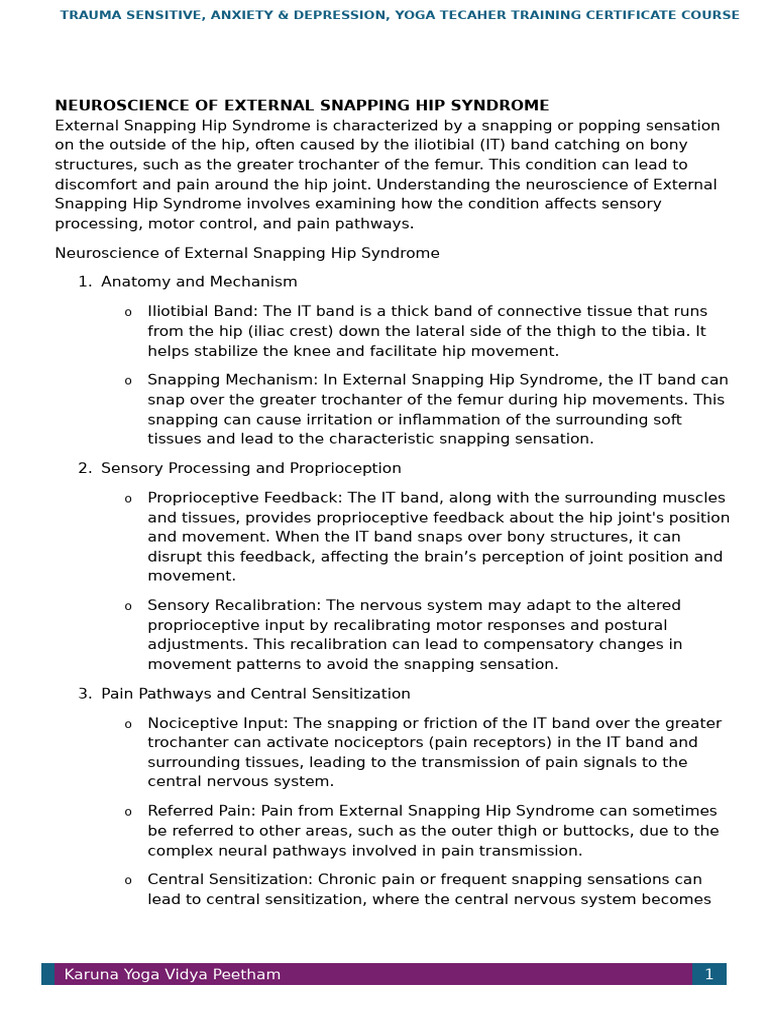 Neuroscience of External Snapping Hip Syndrome | PDF | Pain | Nervous ...