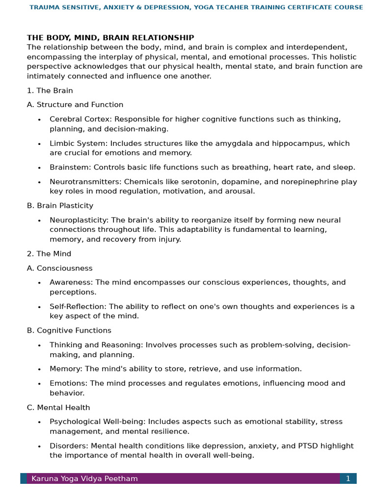 Mind-Body Connection in Yoga Training | PDF | Mind | Stress (Biology)