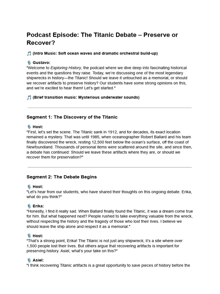 Titanic Debate: Preserve or Recover? | PDF | Shipwrecks