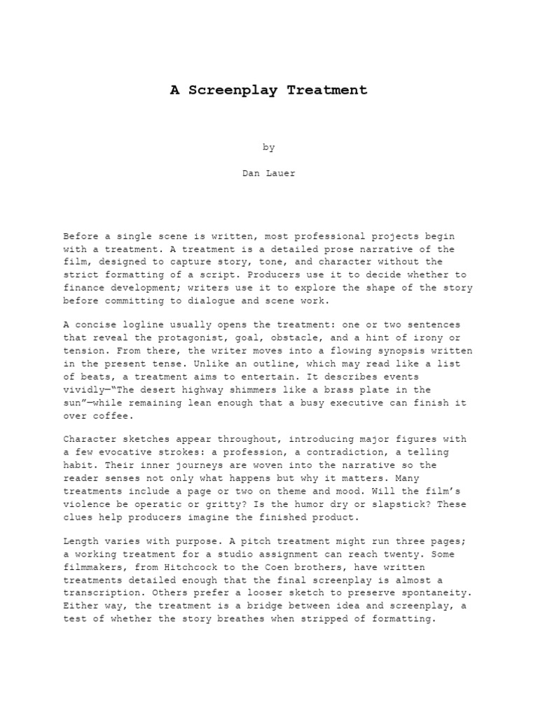A Screenplay Treatment | PDF
