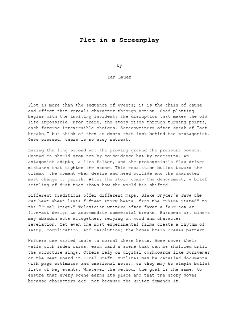 Plot in A Screenplay | PDF