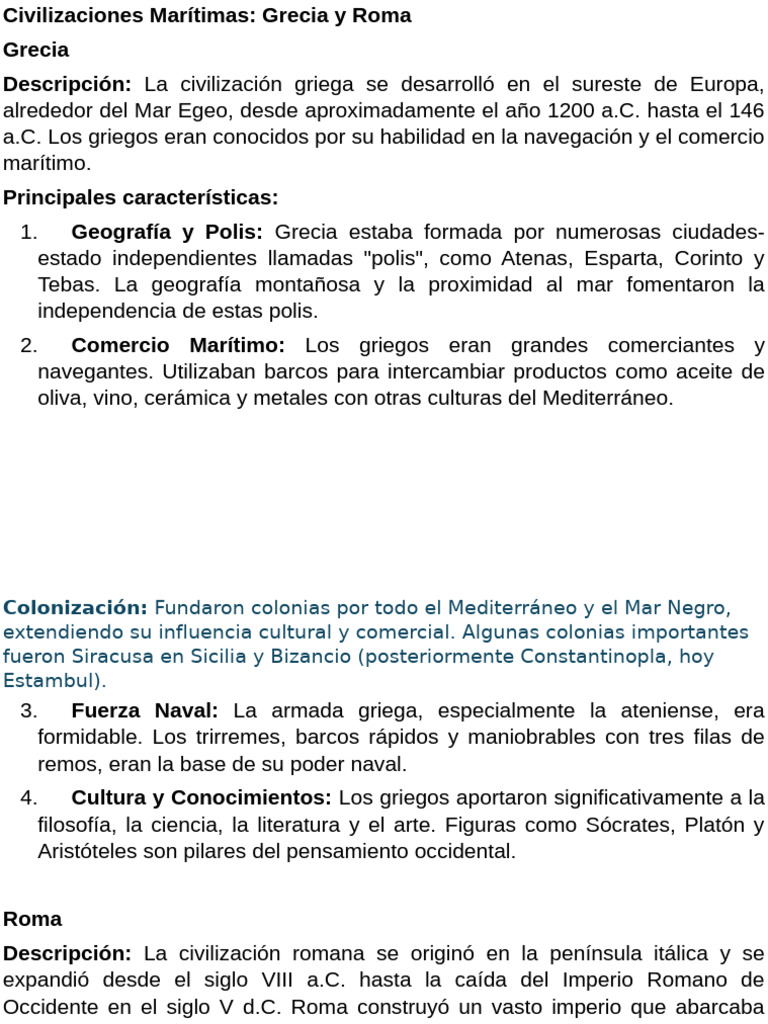 Civilizaciones Marítimas | PDF | Antigua Grecia | imperio Romano