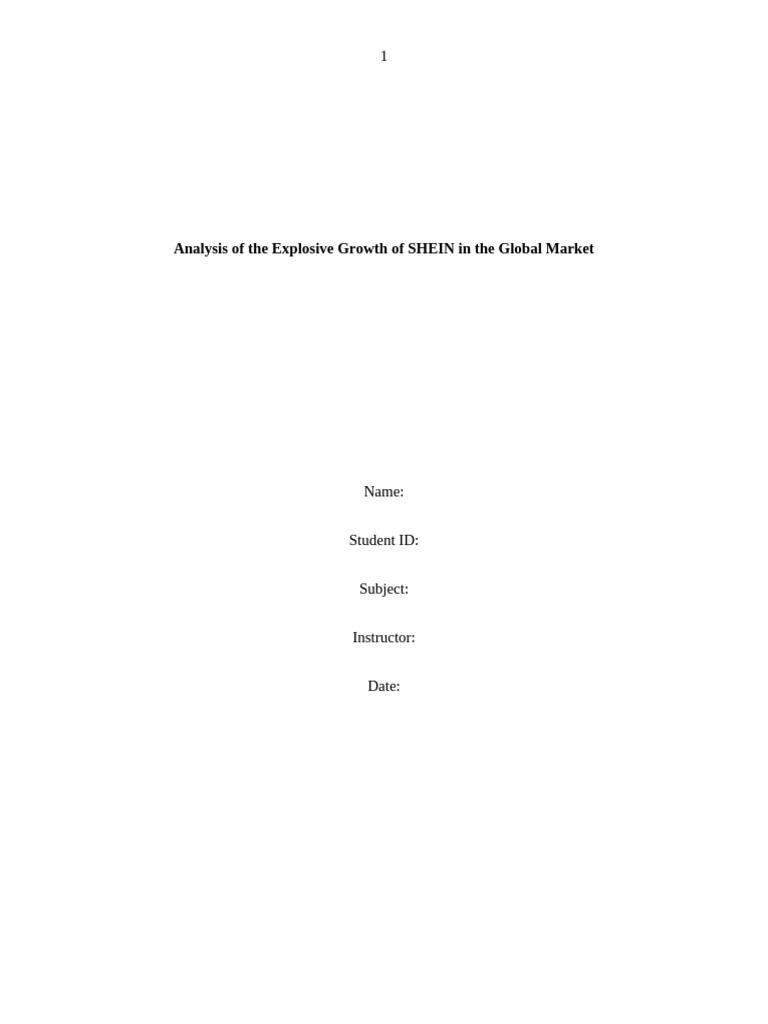 Analysis of The Explosive Growth of SHEIN in The Global Market | PDF ...