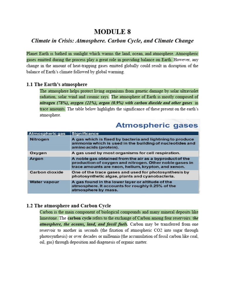 Climate Change and Carbon Cycle Insights | PDF | Greenhouse Gas ...