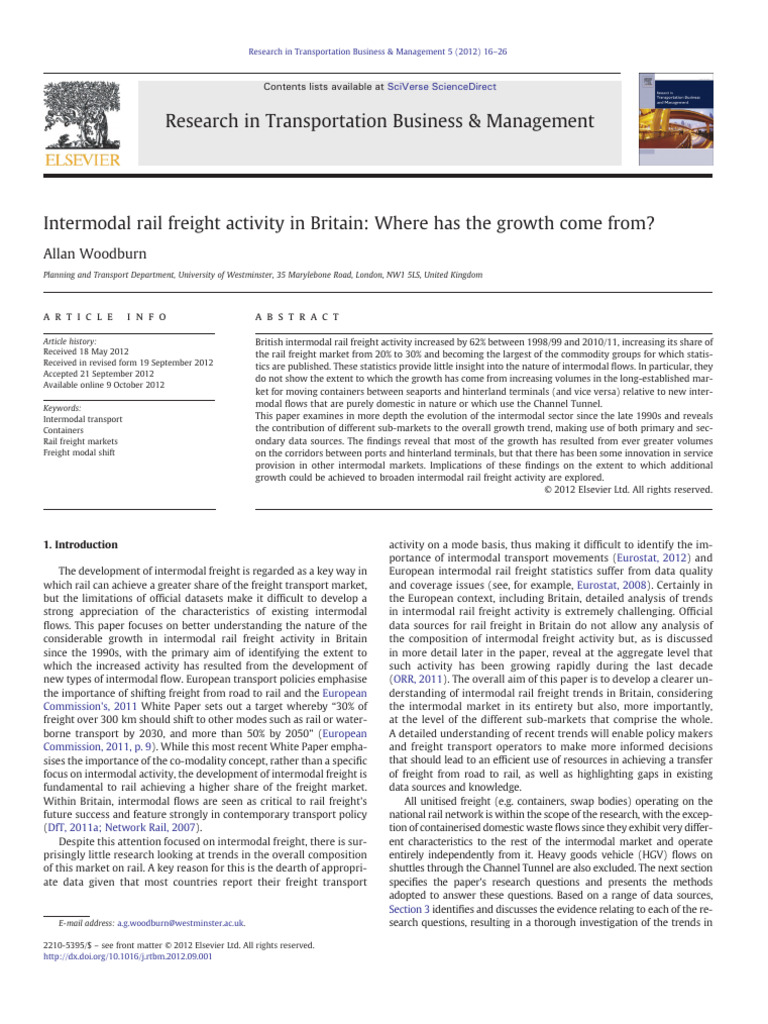 Intermodal Rail Freight Activity in Britain 2012 Research in ...