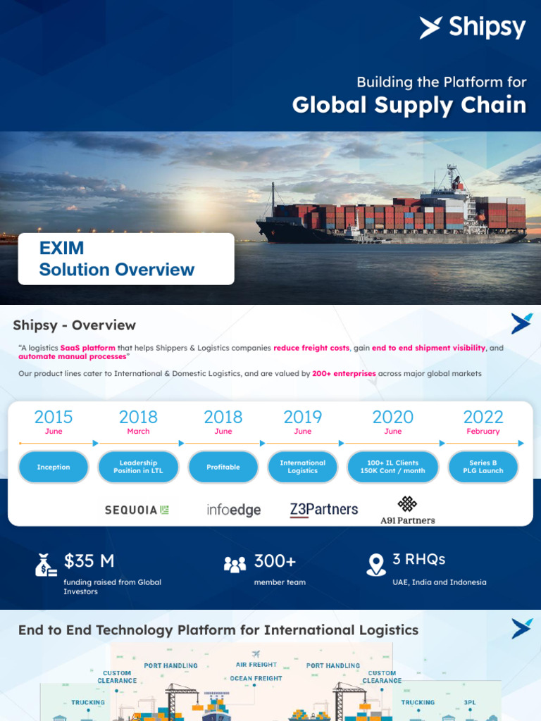 Shipsy - EXIM Solution Overview | PDF | Cargo | Logistics
