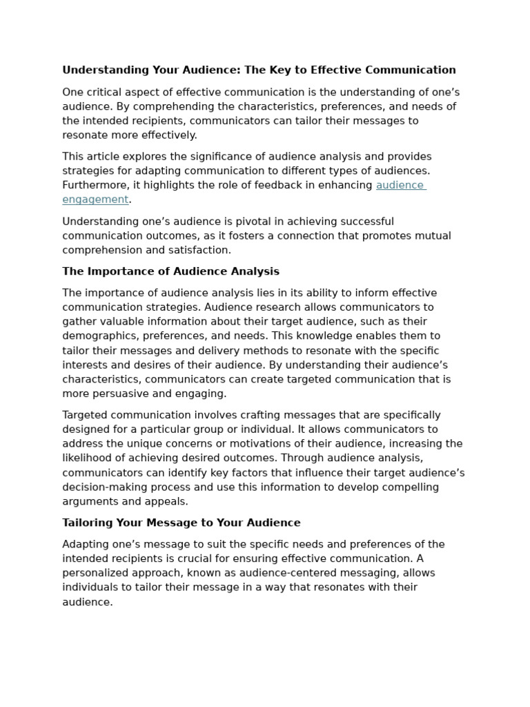 Audience-Centered Communication Strategies | PDF | Communication ...