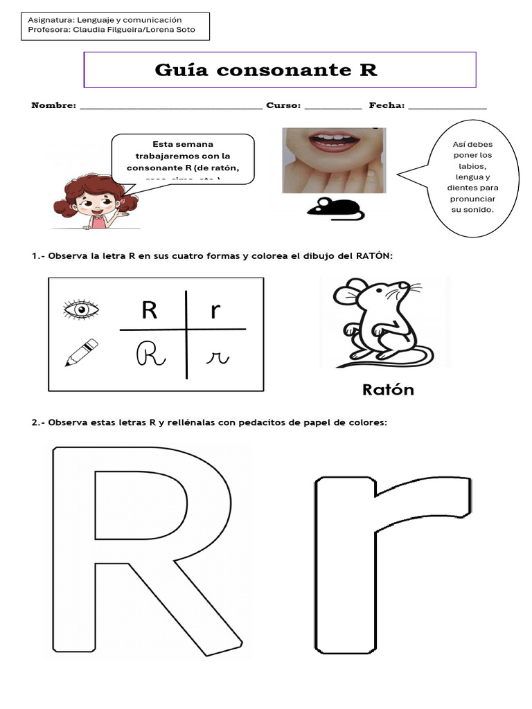 Guía de la consonante R para niños | PDF