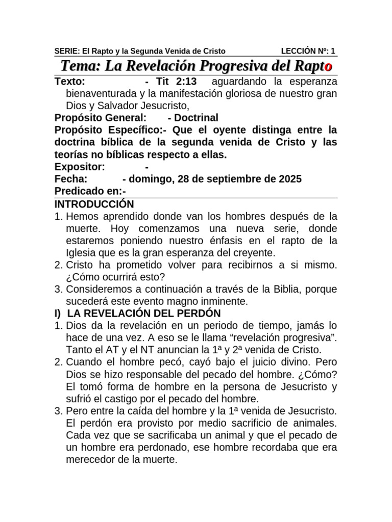 Doct - Rapto - La Promesa Del Rapto de La Iglesia 1 | PDF | Cristo (título) | Segundo advenimiento