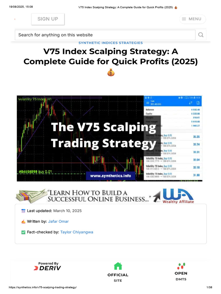 V75 Index Scalping Strategy - A Complete Guide For Quick Profits (2025) | PDF | Investing ...
