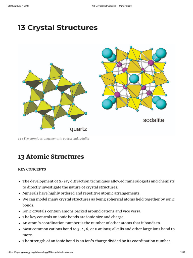 Understanding Crystal Structures in Minerals | PDF | Ion | Ionic Bonding