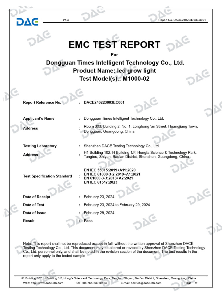 DACE240223003EC001 时代智能 Led植物灯 M1000-02 CE-EMC报告 (1) (2025-08-27 20 - 32 - 38) | PDF ...