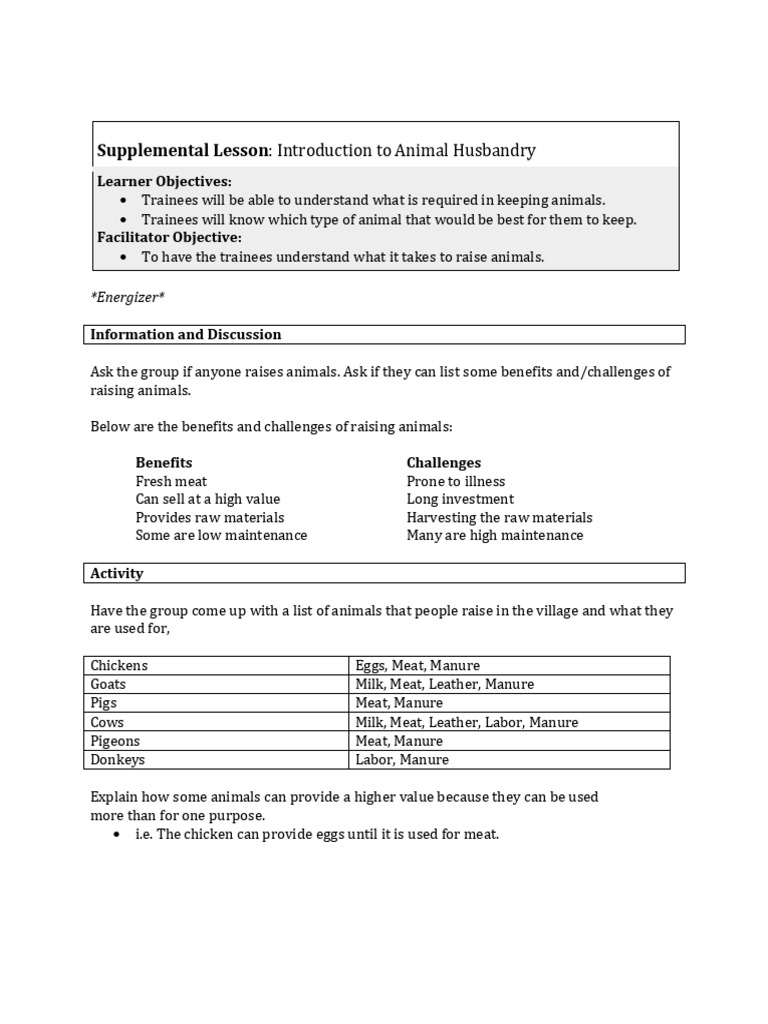 Rearing Animals: A Guide for Primary 4 | PDF | Manure | Food Industry