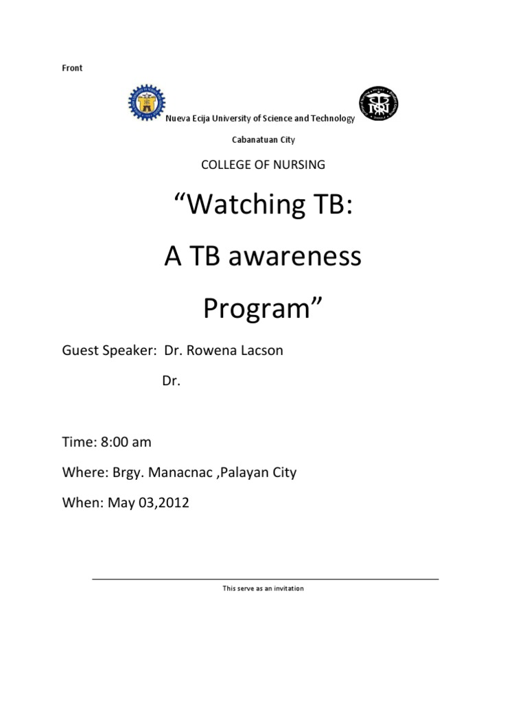 TB Awareness Program Invitation | PDF | Self-Improvement | Wellness