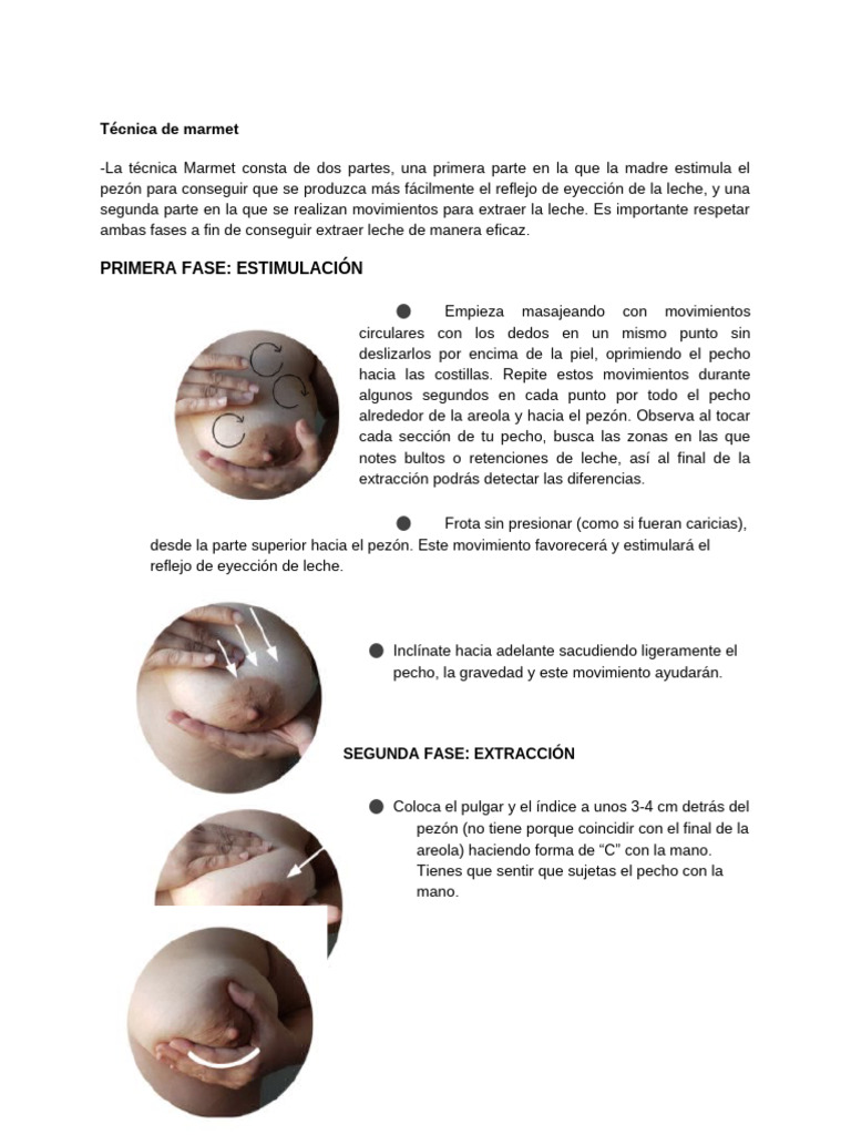 Técnica Marmet para extracción de leche | PDF | Pecho | La salud de la ...