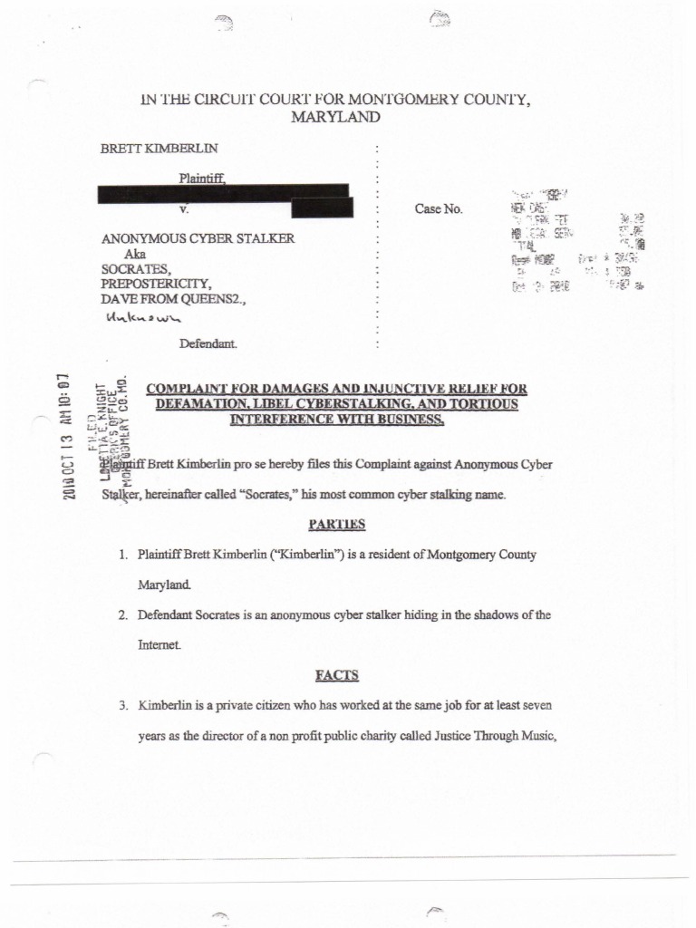 Brett Kimberlin Complaint Against Seth Allen01 (OCR) | PDF | Applied ...
