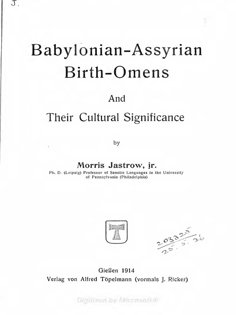 Babylonian Assyrian Birth Omens and Their Cultural Significance | PDF ...