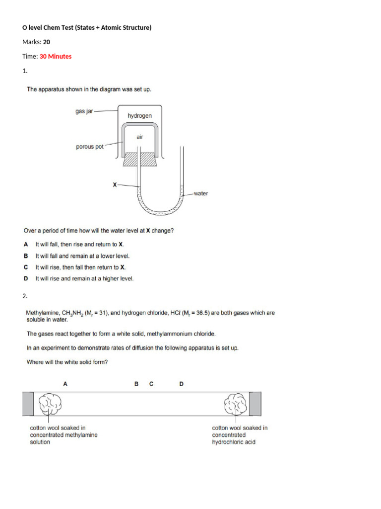 O Level Chem Test | PDF
