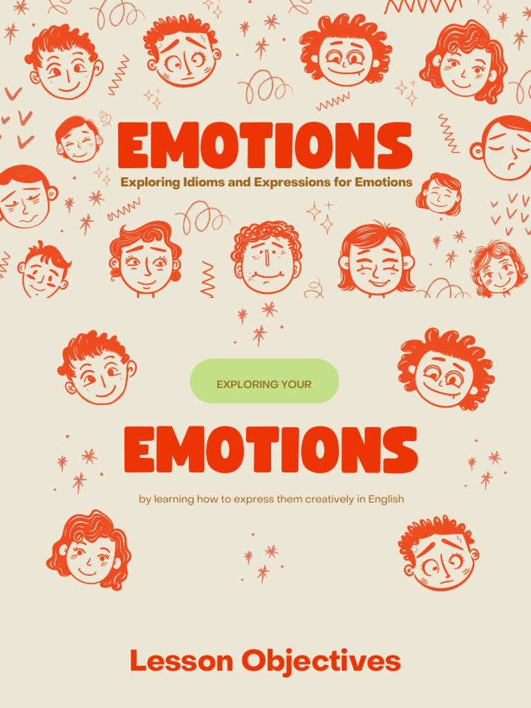 ESL Exploring Emotional Idioms English Education Presentation in Orange ...