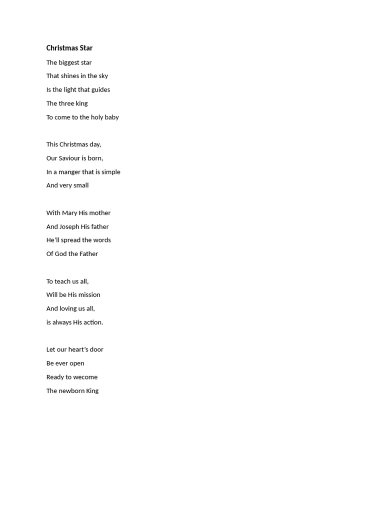 Christmas Star: A Poem for Jesus | PDF