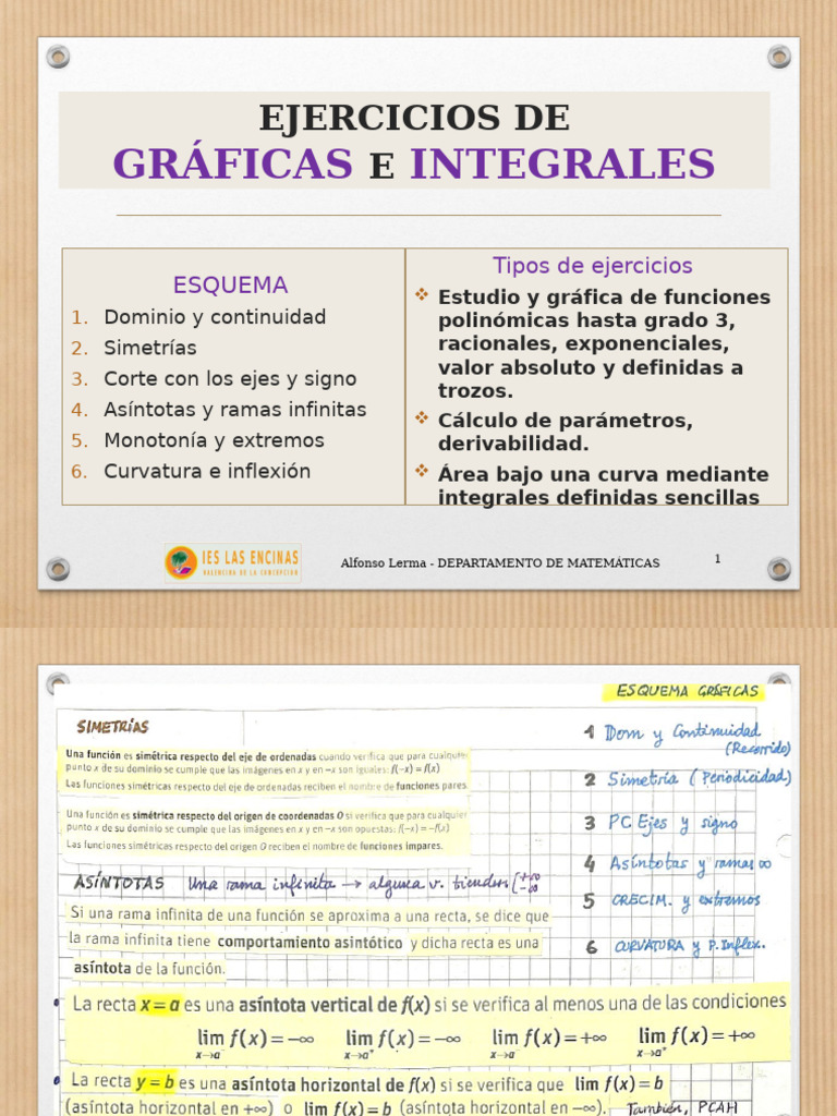 Ejercicios de Gráficas e Integrales | PDF | Asíntota | Conceptos ...