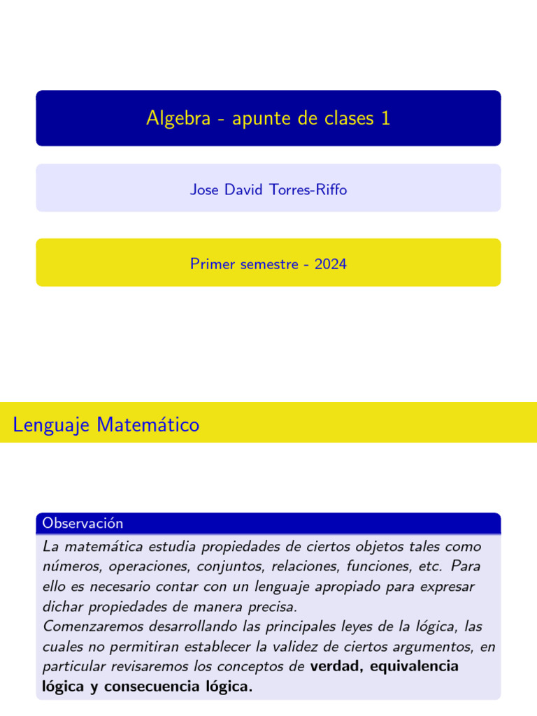 Fundamentos de Álgebra y Lógica Matemática | PDF | Proposición | Lógica