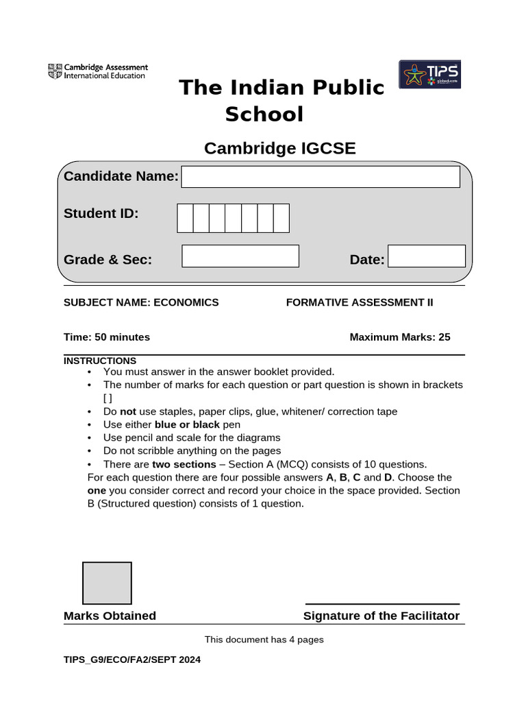 Economics Formative Assessment II Guide | PDF | Average Cost ...