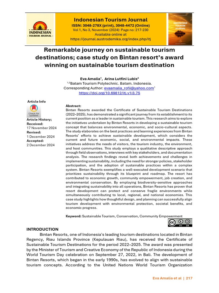 Remarkable Journey On Sustainable Tourism Destinations Case Study On ...