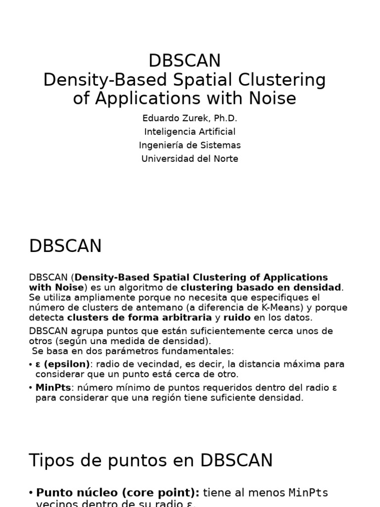 Clustering 3 DBSCAN | PDF | Algoritmos | Matemáticas Aplicadas