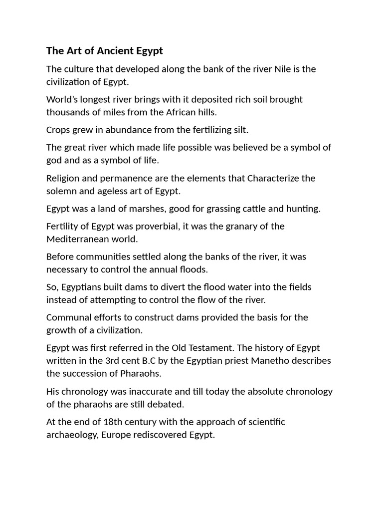 Notes On Art of Ancient Egypt | PDF | Ancient Egypt | Sculpture