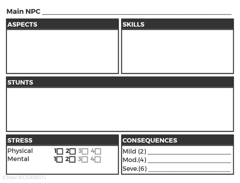 GM Sheet - Main NPC | PDF