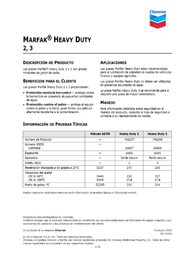 Asa Marfak Heavy Duty 2 (Tanque 375lbs) | PDF