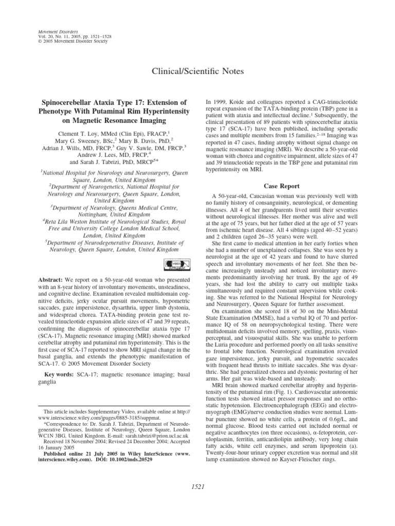 Clinical/Scientific Notes | PDF | Neurology | Medical Specialties