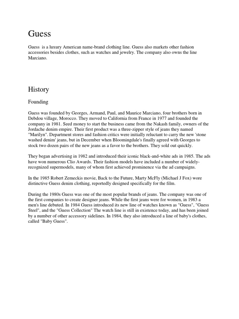 Guess: Evolution of a Fashion Icon | PDF | Retailers | Fashion