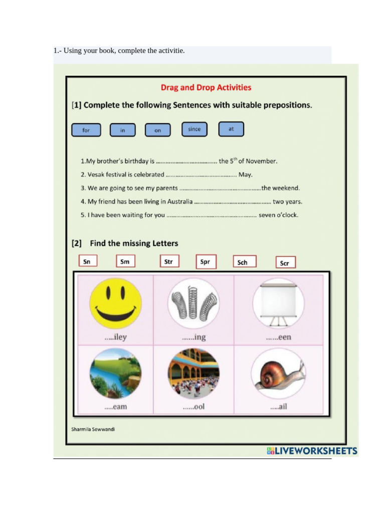 Complete The Prepositions.. | PDF