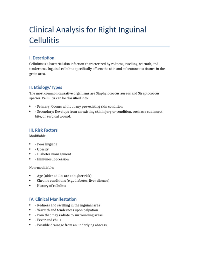 Clinical Analysis Right Inguinal Cellulitis | PDF | Inflammation ...