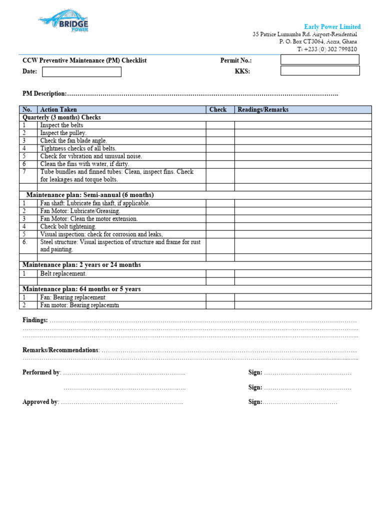 Fin Fan Cooler PM Checklists | PDF