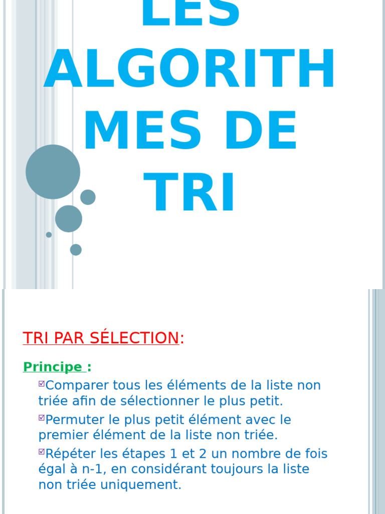 Les Algorithmes de Tri | PDF