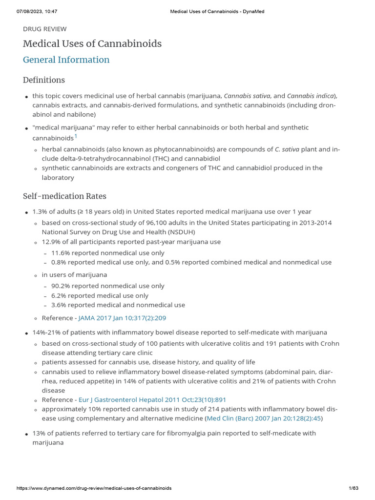 Texto Uso Cannabis Dynamed | PDF | Medical Cannabis | Tetrahydrocannabinol
