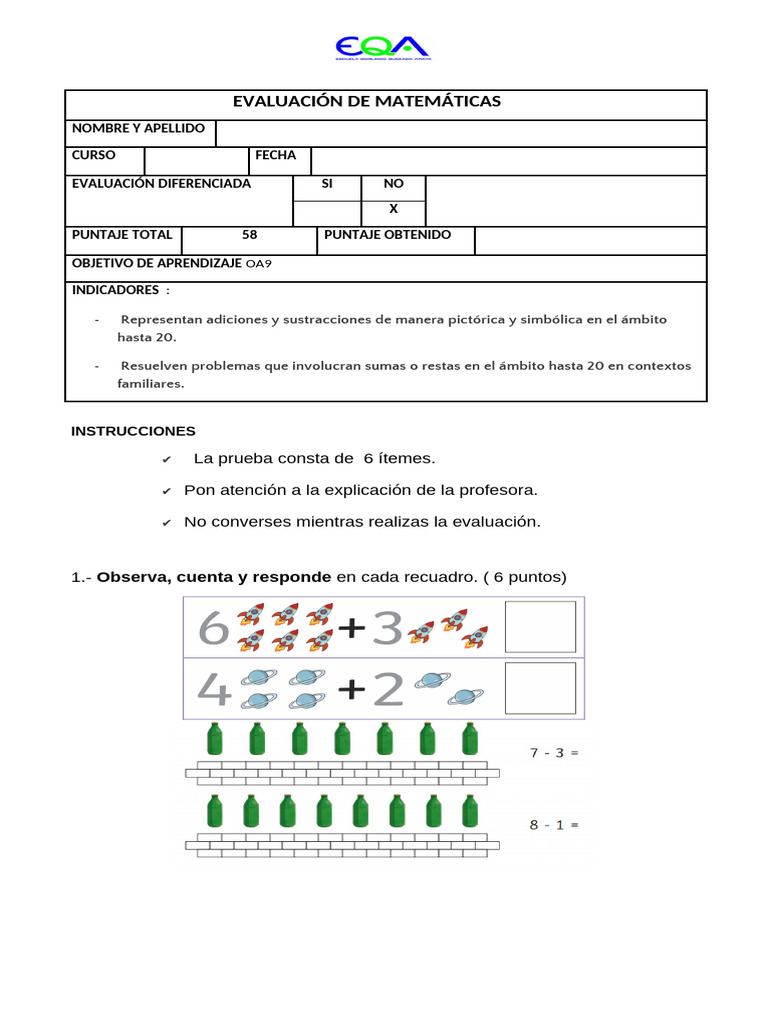 Adiciones y Sustracciones Con 2 Números | PDF