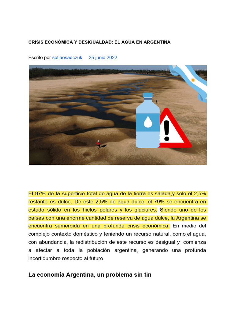 Crisis del agua en Argentina: desigualdad y acceso | PDF | Agua ...