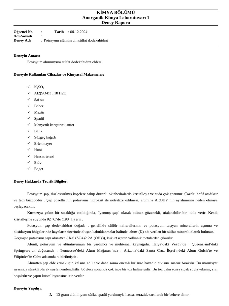 Anorganik Kimya Lab 1 Deney 9 | PDF