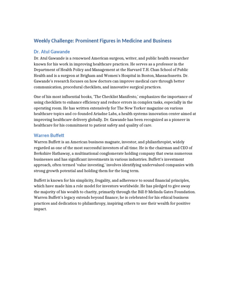 Weekly Challenge Prominent Figures | PDF