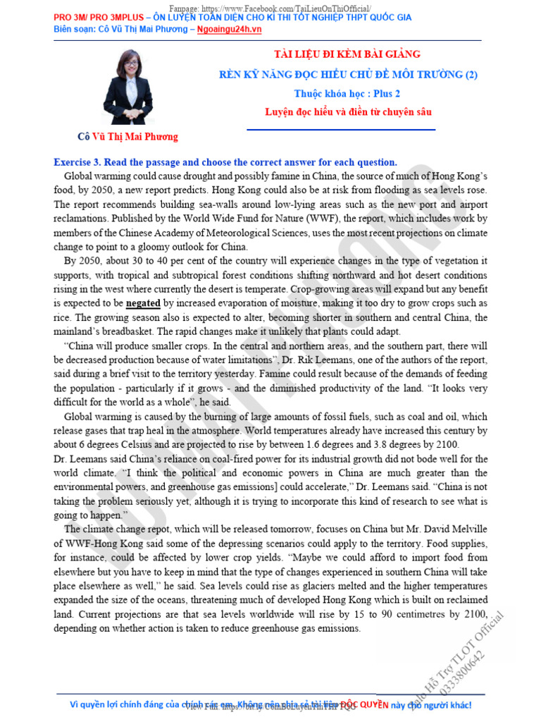 Exercise 3. Read The Passage and Choose The Correct Answer For Each ...