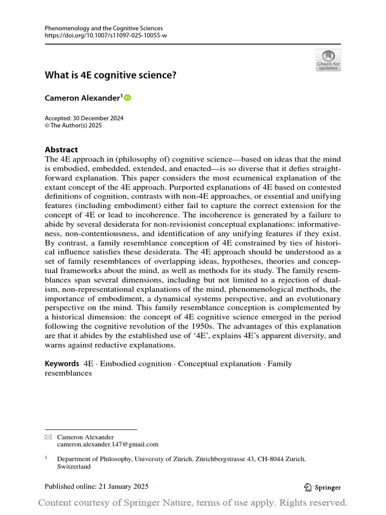 Understanding 4E Cognitive Science | PDF | Embodied Cognition | Concept