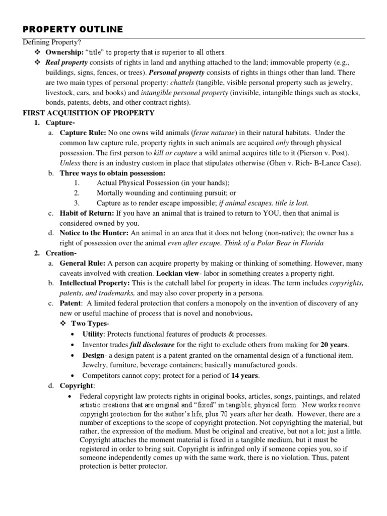 New Property Outline | PDF | Adverse Possession | Copyright