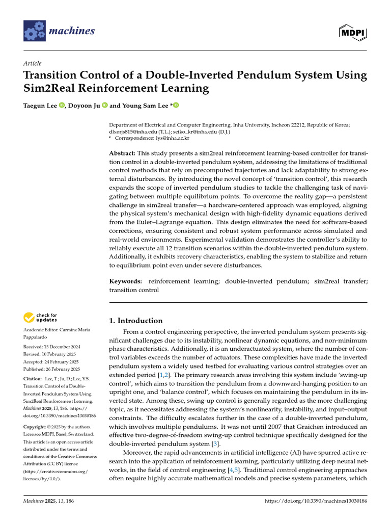 Double-Inverted Pendulum Control via RL | PDF | Simulation | Friction