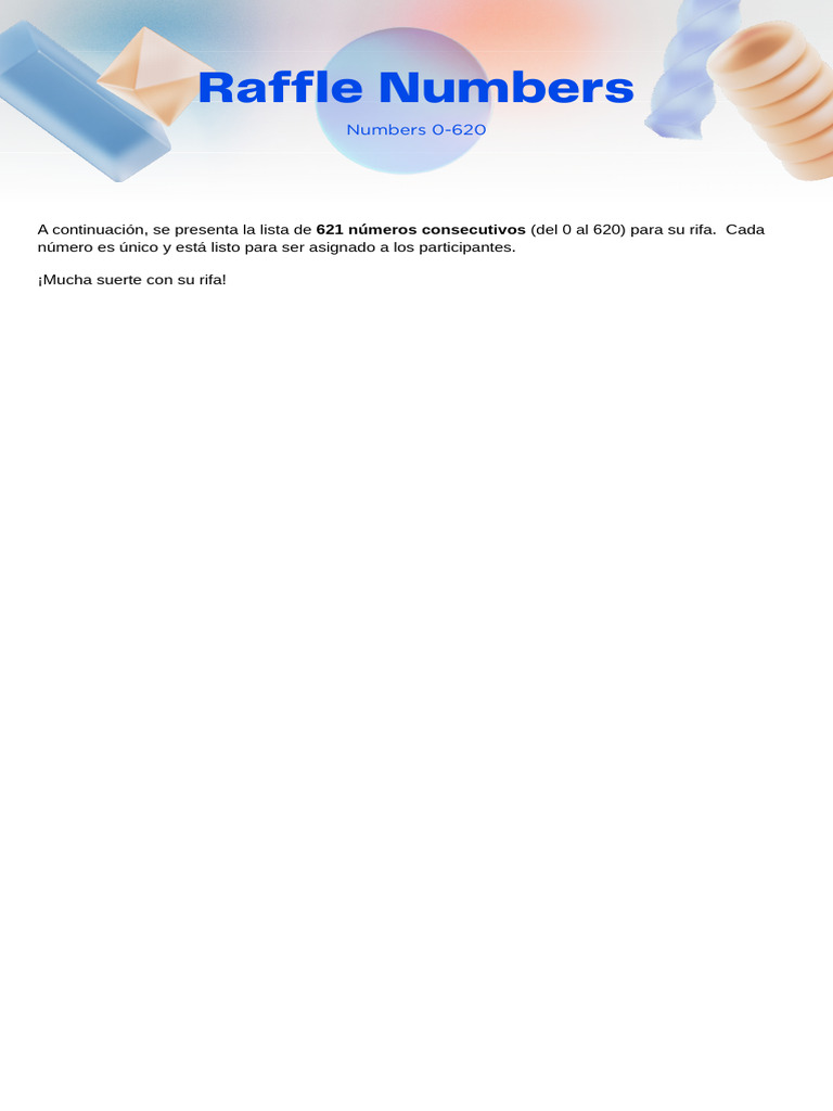 Raffle Numbers | PDF