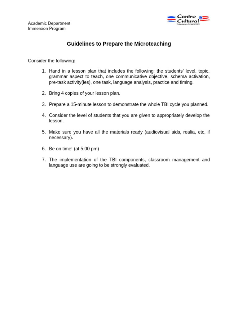 Guidelines For Microteaching | PDF